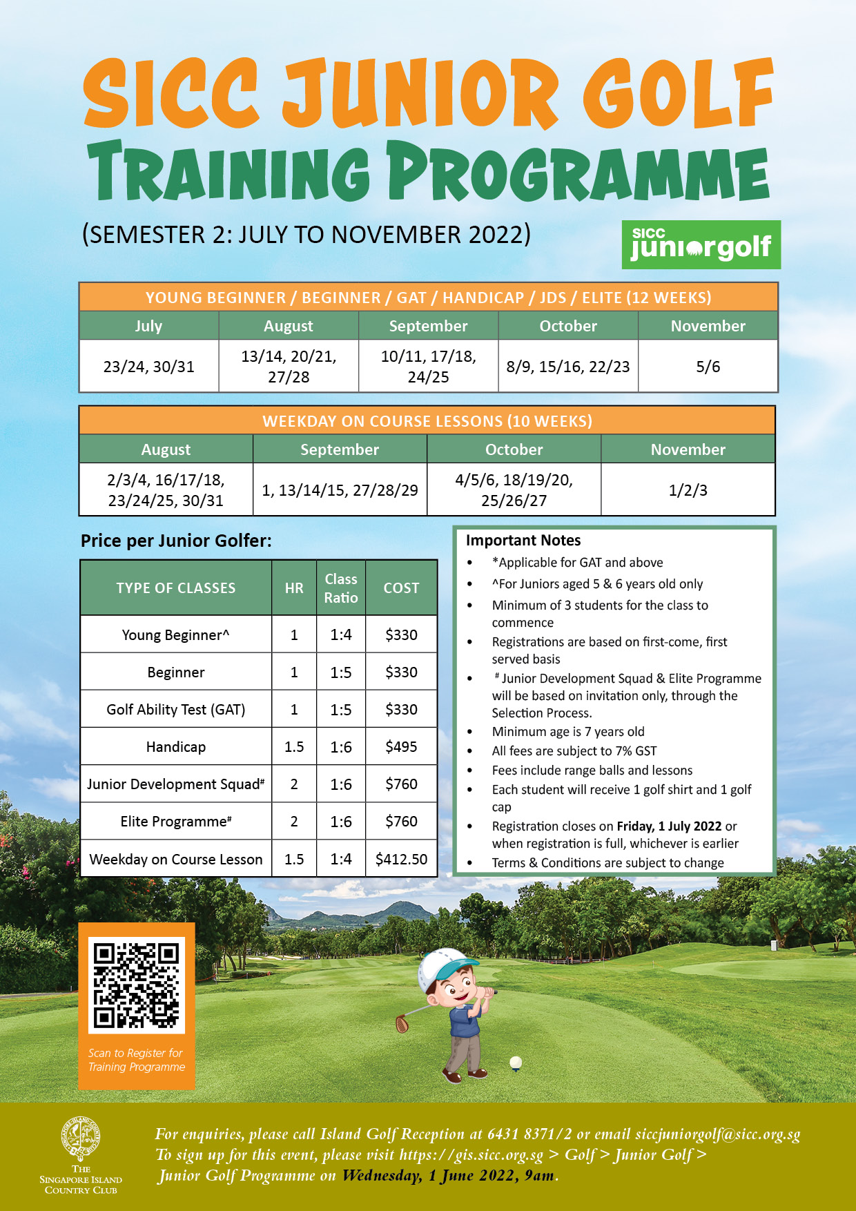 JUNIOR GOLF TRAINING PROGRAMME – The Singapore Island Country Club